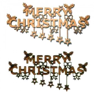 Merry Christmas & Stars - MDF Wood Words - Large