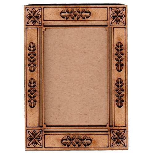 Plain ATC MDF Wood Blank with Fancy Floral Cut Out Frame