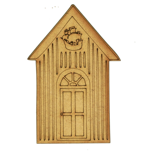 Beach Hut with Galleon - MDF Wood Shape