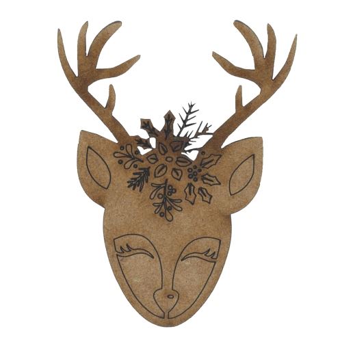 Whimsical Reindeer MDF Christmas Floral Wood Shape