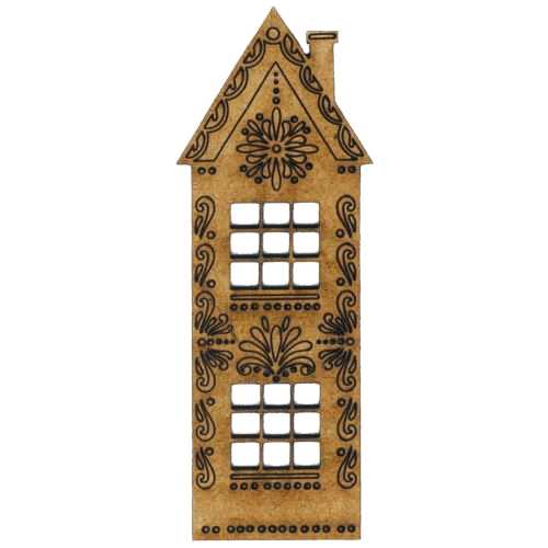 Folk Art Skinny Christmas House MDF Wood Shape