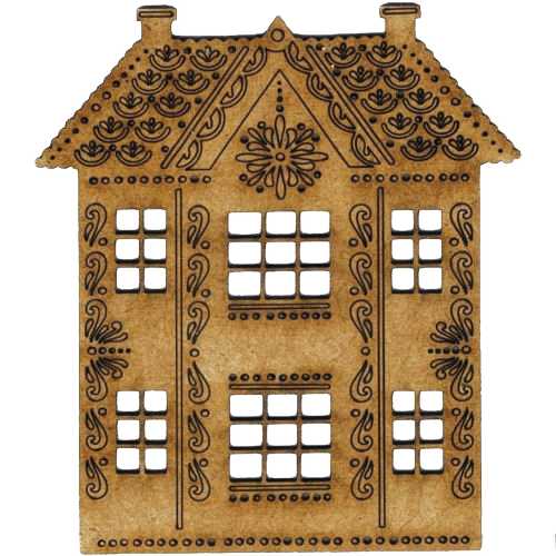 Folk Art Christmas House MDF Wood Shape