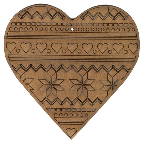 Heart with Christmas Pattern MDF Wood Shape