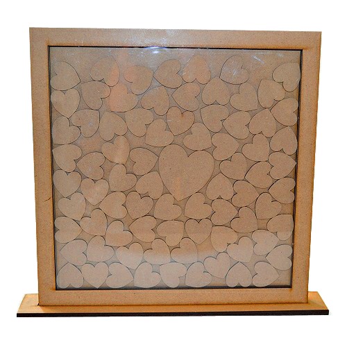MDF Heart Drop Box Square Frame for weddings and occasions