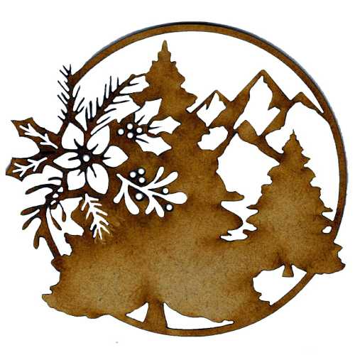 Fir Trees & Mountains MDF Christmas Floral Wood Shape