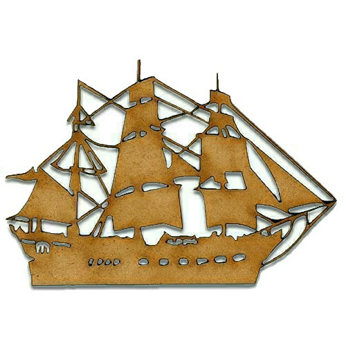 Wood Galleon Boat Shape 4 for altered art and craft projects