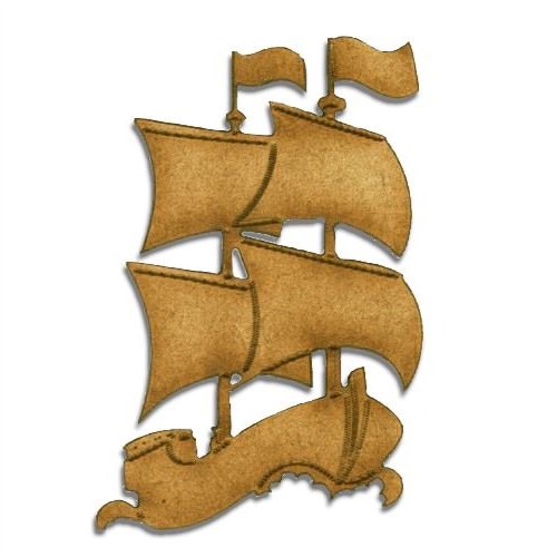 Wood Galleon Boat - MDF Wood Boat Shape 9