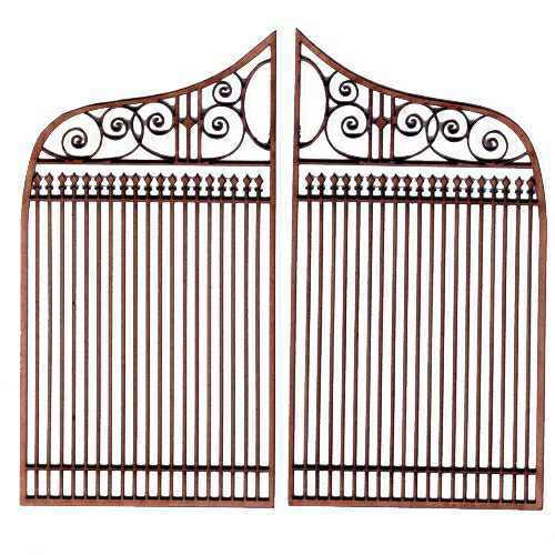 Wrought Iron Style MDF Pair of Gates with Arch and Curlicues