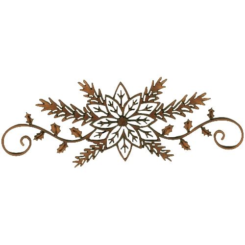 Poinsettia, Sprigs and Holly Flourishes MDF Lace Cut Wood Shape