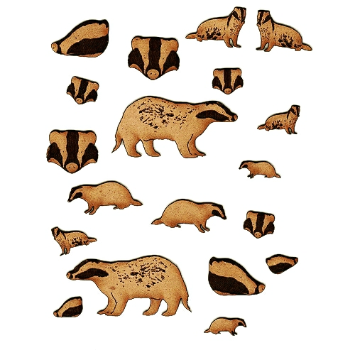 Sheet of Mini Badgers - MDF Wood Shapes