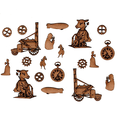 Mini Steampunk Motifs Wood Shapes 4 for altered art and crafts