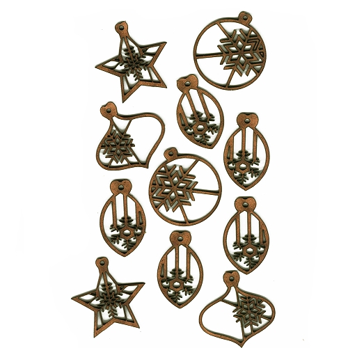 Mini MDF Christmas Fancy Baubles for altered art and crafts