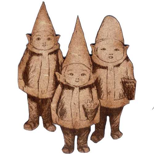Trio of Gnome Children Woodland Folk MDF Wood Shape