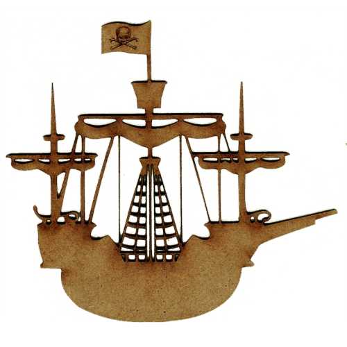 Pirate's Ship MDF Wood Shape style 1 for altered art and crafts
