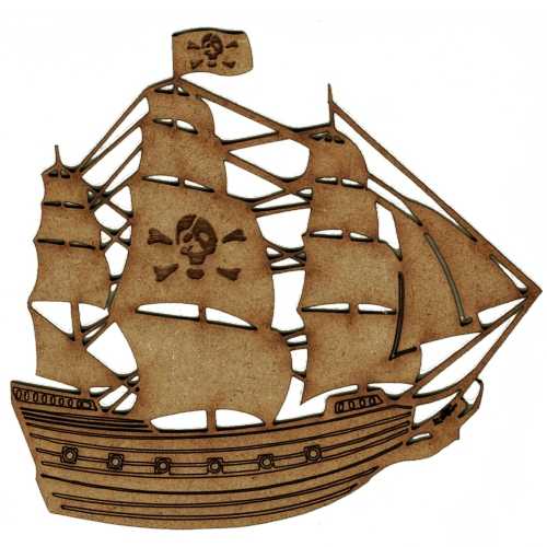 Pirate Ship MDF Wood Shape style 2 for arts and crafts