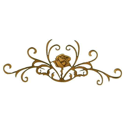 Rose with Fancy Vine Scrolls - Flora & Fauna Wood Flourish