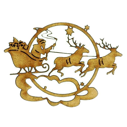 Santa & Sleigh Wood Shape style 8 for Christmas art and crafts