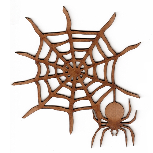 Spider dangling from Web Wood Shape for altered art and crafts