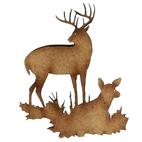 Deer Duo wood shape style 8 for altered art and craft projects