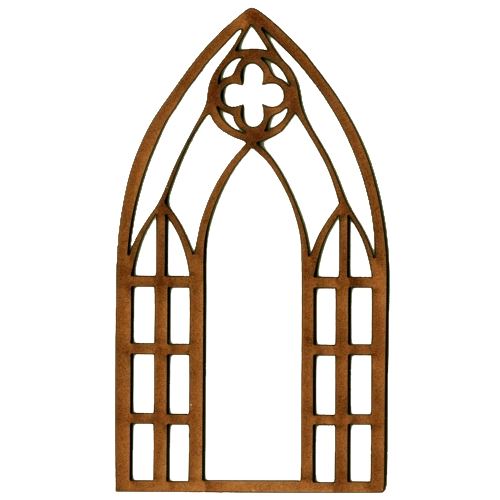 Stone Mullion Gothic Arch Quatrefoil Window - MDF Wood Shape