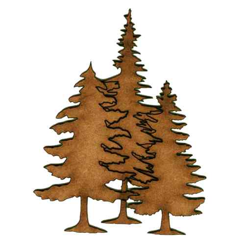 Trio of Winter Fir Trees MDF Wood Shape