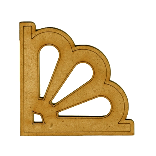 MDF Wood Corner Embellishment - Engraved Seashell Scallop