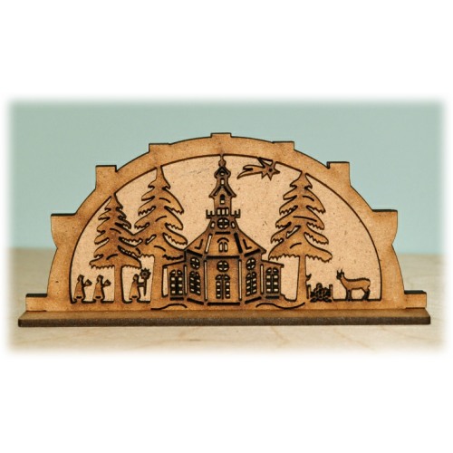 3D Winter Church & Forest MDF Wood Scene for seasonal decorating