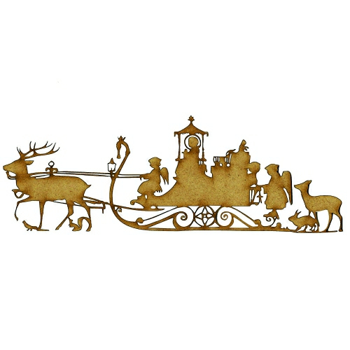 Christmas Shrine Sleigh Scene Wood Shape for art and crafts