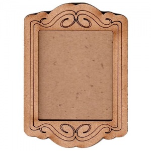Fancy ATC MDF Wood Blank with Engraved Flourish Frame