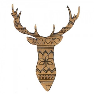 Stag Head with Christmas Pattern MDF Wood Shape
