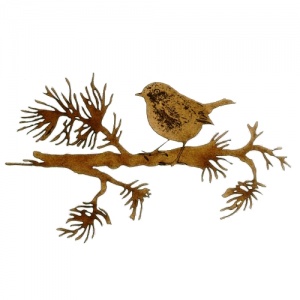 Robin on Snowy Fir Bough - MDF Bird Wood Shape