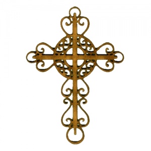 Curlicue Flourish Cross - MDF Wood shape