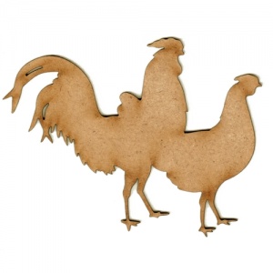 Cockrell and Hen MDF Wood Bird Shape for altered art and crafts