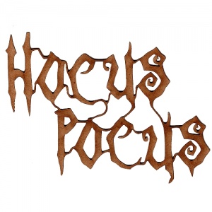 Hocus Pocus, laser cut wood words for altered art and crafts