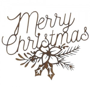 Elegant Merry Christmas with Florals & Foliage MDF Shape