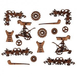 Mini Steampunk Motifs Wood Shapes 5 for altered art and crafts