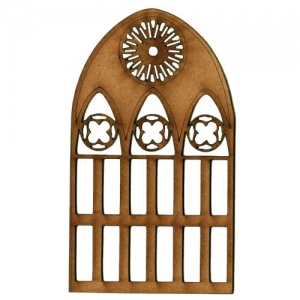 Stone Mullion Wide Arch Rose Window - MDF Wood Shape