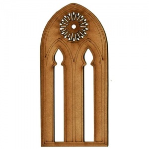 Stone Mullion Narrow Moorish Window & Rose - MDF Wood Shape